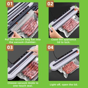 Vacuum Sealer Machine, Food Vacuum Sealer Automatic with 10 PCS Vacuum Seal Bags,5 in 1 Easy Dry/Moist Vacuum Sealer Machine Options for Sous Vide and Food Storage