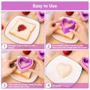 NPET Sandwich Cutter and Sealer 10 Pcs, Decruster Sandwich Maker for Uncrustables Peanut Butter and Jelly Sandwich Cutter for Kids Lunch DIY Uncrustable Maker Cookie Cutter Set Boy Girl