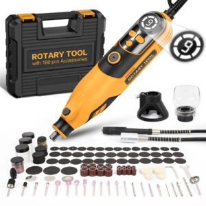 rotary tool, handstar rotary tool kit, 6 variable speed electric drill set, large led screen display, 10000-35000 rpm with flex shaft and carrying case, for grinding carving polishing etc