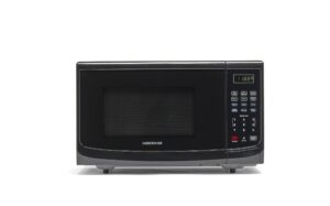 farberware countertop microwave 900 watts, 0.9 cu. ft. - microwave oven with led lighting and child lock - perfect for apartments and dorms - easy clean grey interior, retro black