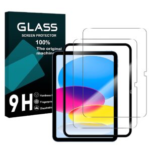 seninhi [2pack for apple ipad 10th generation screen protector 2 pack tempered glass screen protector hd [with easy installation frame] [9h hardness] [anti-scratch] [bubble free]-clear