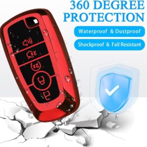 MILD EAST for Ford Key Fob Cover with Keychain, Car Key Case Shell Soft TPU 5 Button, (2017-2024) for Ford Explorer Fusion Escape Edge Expedition Mustang Bronco F150 F250 F350 Lincoln, Red