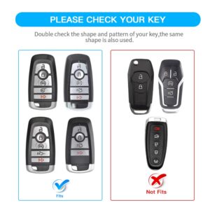 MILD EAST for Ford Key Fob Cover with Keychain, Car Key Case Shell Soft TPU 5 Button, (2017-2024) for Ford Explorer Fusion Escape Edge Expedition Mustang Bronco F150 F250 F350 Lincoln, Red