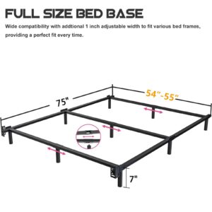 Bedsnus 7 Inch Full Metal Bed Frame, Compatible with Most Brand Box Spring Or Mattress, 9-Leg Support Metal Bed Base, Noise-Free, Easy Assembly, Black