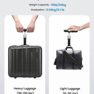 RENPHO Luggage Scale, Suitcase Scale for Travel, Baggage Weight Scale with Backlit, Portable Handheld Scale with Tare Function, Overweight Reminder, Rubber Paint, 110lb/50kg, Battery Included