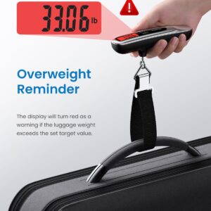 RENPHO Luggage Scale, Suitcase Scale for Travel, Baggage Weight Scale with Backlit, Portable Handheld Scale with Tare Function, Overweight Reminder, Rubber Paint, 110lb/50kg, Battery Included