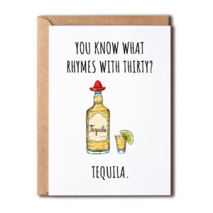 ntvshop you know what rhymes with thirty - funny 30th birthday card - 30th birthday gift for her or him - turning 30 card for sister brother or coworker