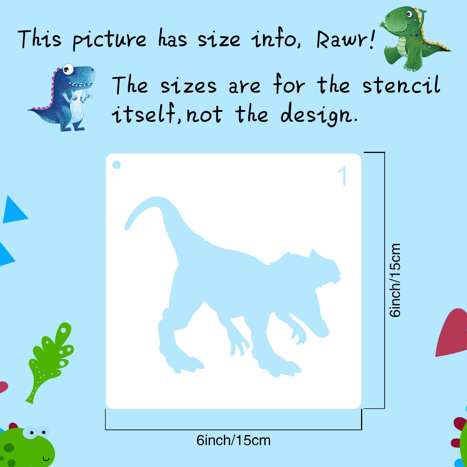 Kyteazr Stencils 30 Pcs 6x6 inch, Reusable & Washable Dinosaurs Stencils for Painting, DIY Crafts, Wall Art and Playtime