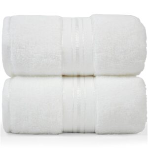 cleanbear pure white hand towels set - ultra-absorbent bathroom towels, 100% long staple cotton, set of 2, ideal for home décor