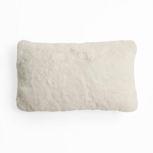 unhide squish lumbar pillow - faux fur pillow - extra soft throw pillow - rectangular shaped, polyester fill - machine washable - perfect for living room or bedroom - 10” x 18” - snow white