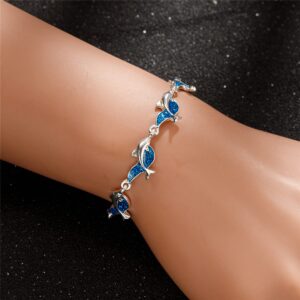 yipima Dolphin Bracelet, Women Fashion Dolphin Charm Chain Bangle Party Ocean Jewelry Gift for Girls (blue)