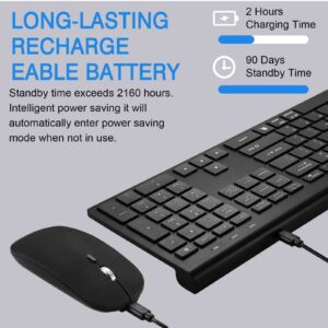 UrbanX Plug and Play Compact Rechargeable Wireless Bluetooth Full Size Keyboard and Mouse Combo for Microsoft Surface Duo 2 supports Windows, macOS, iPadOS, Android, PC, Mac, Laptop, Tablet -Black