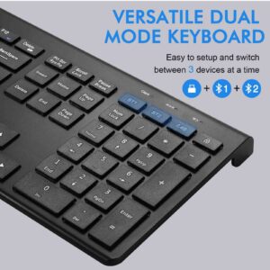 UrbanX Plug and Play Compact Rechargeable Wireless Bluetooth Full Size Keyboard and Mouse Combo for Microsoft Surface Duo 2 supports Windows, macOS, iPadOS, Android, PC, Mac, Laptop, Tablet -Black