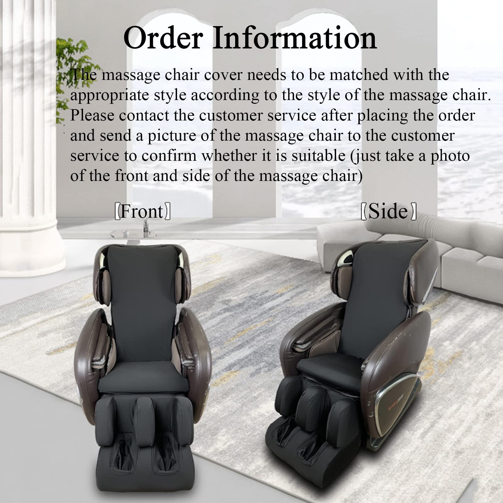 FBKPHSS Massage Chair Cover, Full Body Zero Gravity Single Recliner Chair Dustproof Protector Cover Sweat-Resistant and Wear-Resistant Slipcovers,Black,Upper Body