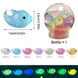 35 Pcs Mini Resin Dolphin with Bottle Luminous Tiny Dolphin Dollhouse Potted Plants DIY Miniature Dolphin Glow in The Dark Mini Dolphin Garden Decor for Micro Fairy Landscape Aquarium Birthday Party