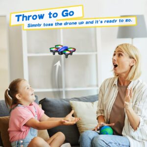 TOMZON A23 Mini Drone for Kids and Beginners, RC Toy Drone with Throw to Go, Easy to Learn, Auto-rotation, 3D Flips, Circle Fly, Headless Mode, 2 Batteries, Gift for Boys and Girls, Blue