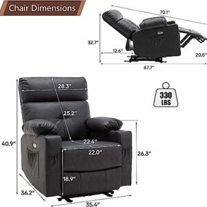 RIHEREFY Electric Recliner Chairs with Heat and Massage,Massage Recliner Chair,Wall Hugger Power Recliner Chair with Cup Holder, USB Port for Living Room & Bedroom