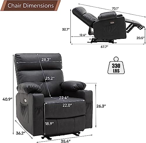 RIHEREFY Electric Recliner Chairs with Heat and Massage,Massage Recliner Chair,Wall Hugger Power Recliner Chair with Cup Holder, USB Port for Living Room & Bedroom