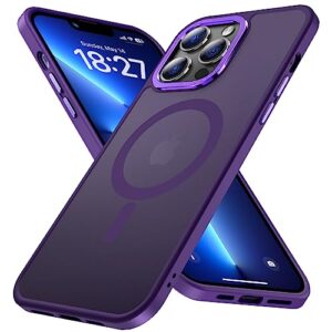 kisen for iphone 13 pro max case magnetic compatible with magsafe slim translucent matte phone case cover 6.7 inch, deep purple