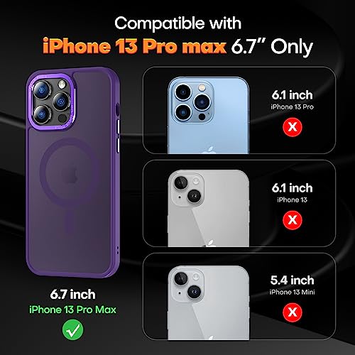 KISEN for iPhone 13 Pro Max Case Magnetic Compatible with MagSafe Slim Translucent Matte Phone Case Cover 6.7 inch, Deep Purple