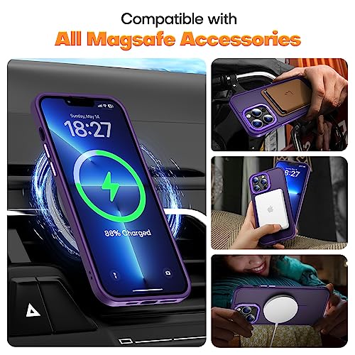 KISEN for iPhone 13 Pro Max Case Magnetic Compatible with MagSafe Slim Translucent Matte Phone Case Cover 6.7 inch, Deep Purple