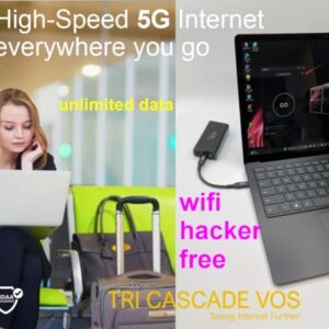 Tri Cascade VOS™ 5G Cellular Travel Internet with Local & Global Access T-Mobile SIM, Supports macOS, iPadOS, Windows, Linux, USB C Dongle for PC, Desktop, Gen10 iPad, MacBook, Surface Tablet