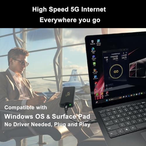 Tri Cascade VOS™ 5G Cellular Travel Internet with Local & Global Access T-Mobile SIM, Supports macOS, iPadOS, Windows, Linux, USB C Dongle for PC, Desktop, Gen10 iPad, MacBook, Surface Tablet