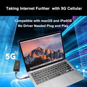 Tri Cascade VOS™ 5G Cellular Travel Internet with Local & Global Access T-Mobile SIM, Supports macOS, iPadOS, Windows, Linux, USB C Dongle for PC, Desktop, Gen10 iPad, MacBook, Surface Tablet