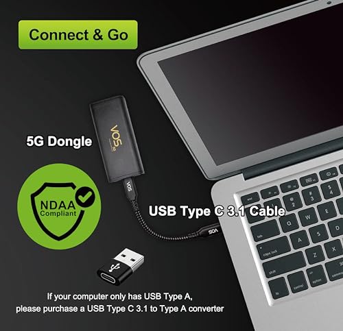 Tri Cascade VOS™ 5G Cellular Travel Internet with Local & Global Access T-Mobile SIM, Supports macOS, iPadOS, Windows, Linux, USB C Dongle for PC, Desktop, Gen10 iPad, MacBook, Surface Tablet