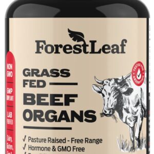 ForestLeaf Beef Organ Supplement - Grass Fed & Pasture Raised - Total Body Wellness & Performance, Organ Complex with 3000mg of Desiccated Beef Liver, Heart, Kidney, Pancreas, Spleen (180 Capsules)