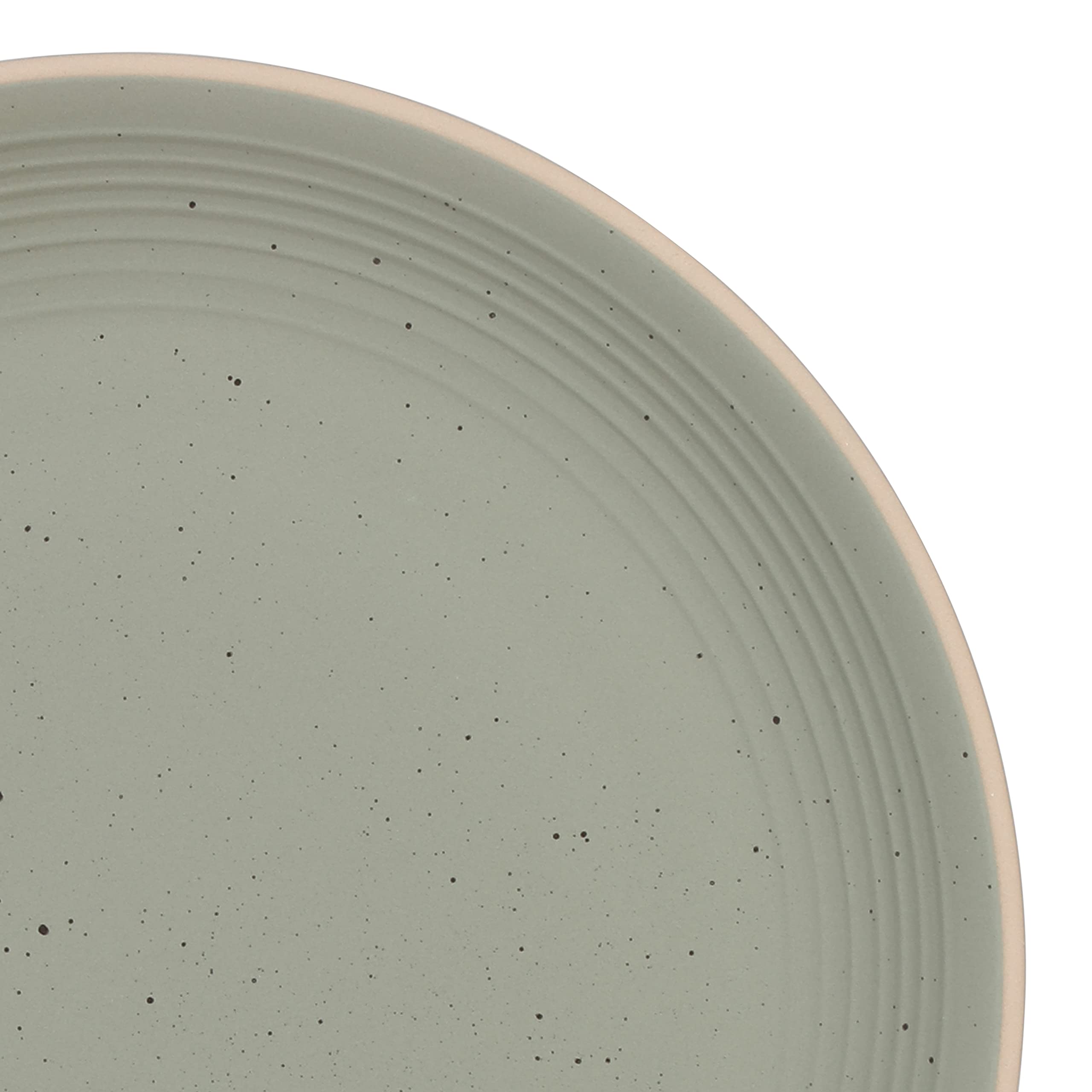 Gibson Home Dinah Double Bowl Stoneware Embossed Speckled Dinnerware Set - Sage Green, Service for Four (16pcs)