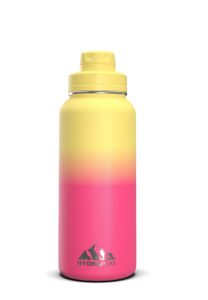 hydrapeak 32 oz insulated water bottle with chug lid - reusable leak proof stainless steel water bottles, double wall vacuum insulation | 24 hours cold and 12 hours hot (sunrise)