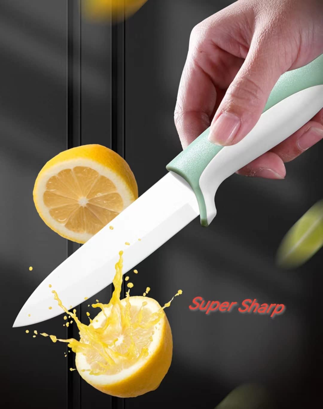 DESIAR Ceramic paring knife 4 inch super sharp ceramic fruit knife, hippo shaped kitchen knife with safety jacket (Green)