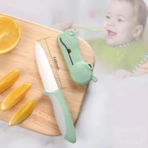 DESIAR Ceramic paring knife 4 inch super sharp ceramic fruit knife, hippo shaped kitchen knife with safety jacket (Green)