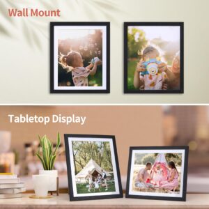 Lyeasw 8x10 Picture Frame Black Set of 15, Display Pictures 8x10 with Mat or 9x11 without Mat, Multi Photo Frames for Wall or Tabletop