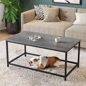 saygoer coffee table simple modern coffee tables open design rectangular minimalist center table for living room home office, easy assembly, 39.37x19.69 x17.72, gray black