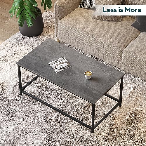 SAYGOER Coffee Table Simple Modern Coffee Tables Open Design Rectangular Minimalist Center Table for Living Room Home Office, Easy Assembly, 39.37x19.69 x17.72, Gray Black