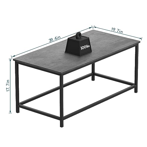 SAYGOER Coffee Table Simple Modern Coffee Tables Open Design Rectangular Minimalist Center Table for Living Room Home Office, Easy Assembly, 39.37x19.69 x17.72, Gray Black