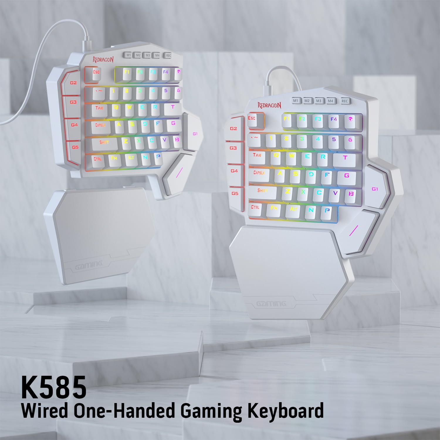 Redragon K585 DITI One-Handed RGB Mechanical Gaming Keyboard, 42 Keys Type-C Professional Gaming Keypad w/Upgraded Hot-Swappable Socket, 7 Onboard Macro Keys & Detachable Wrist Rest