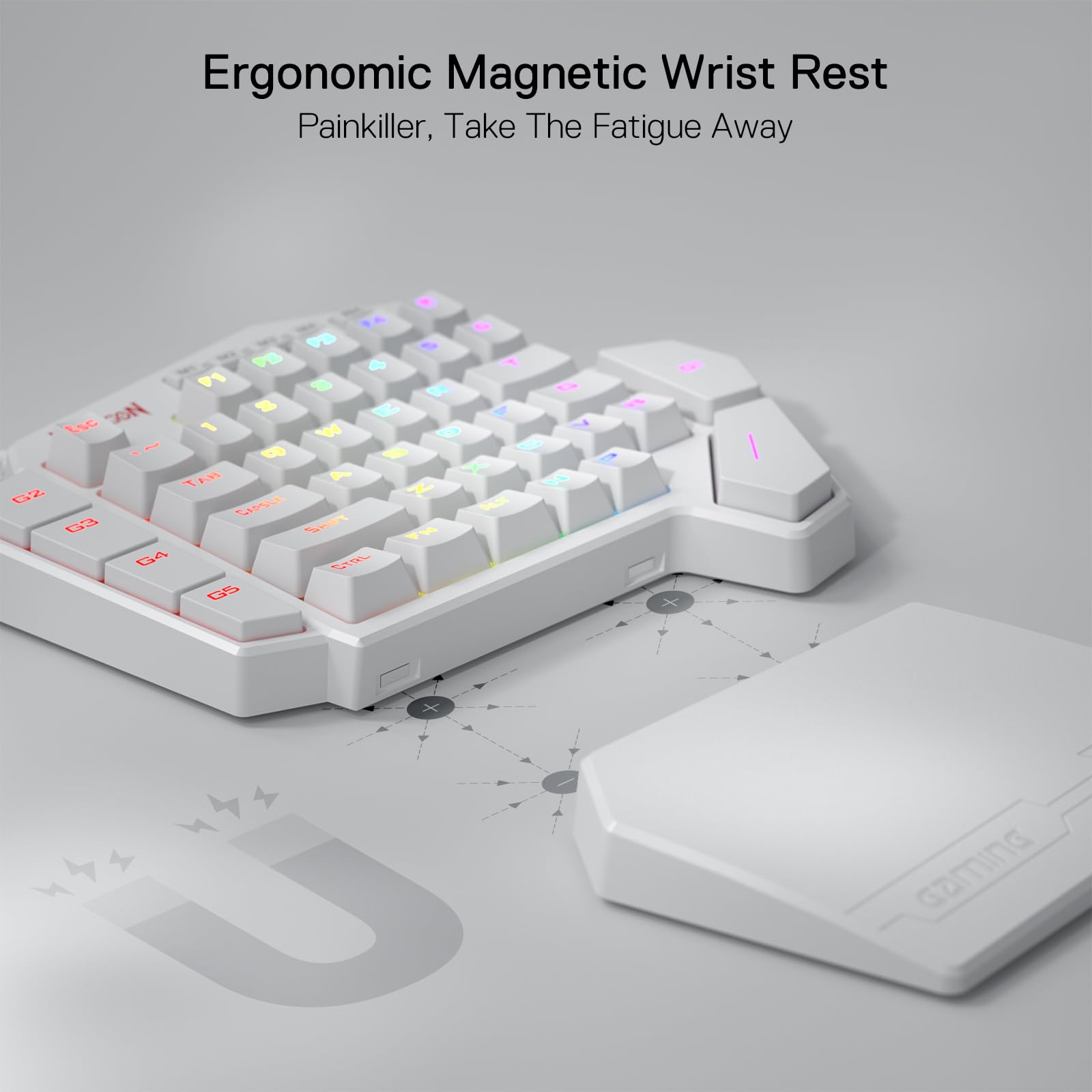 Redragon K585 DITI One-Handed RGB Mechanical Gaming Keyboard, 42 Keys Type-C Professional Gaming Keypad w/Upgraded Hot-Swappable Socket, 7 Onboard Macro Keys & Detachable Wrist Rest