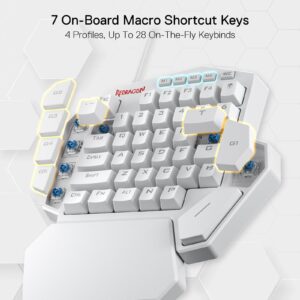 Redragon K585 DITI One-Handed RGB Mechanical Gaming Keyboard, 42 Keys Type-C Professional Gaming Keypad w/Upgraded Hot-Swappable Socket, 7 Onboard Macro Keys & Detachable Wrist Rest