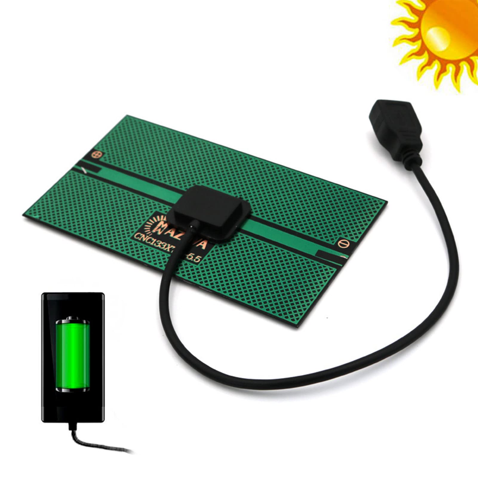 1.65W Solar Charger, 5.5V 300mA USB Portable Solar Panel, Waterproof Solar Phone Charger for Outdoor Survival Camping, Solar Bank for Smart Phone, 1pcs/3pcs