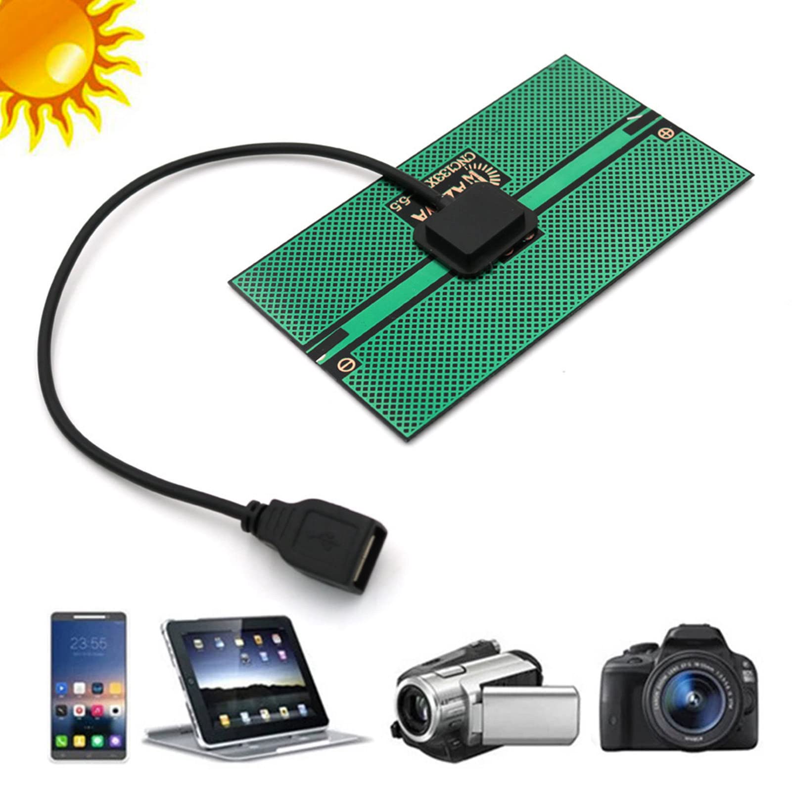 1.65W Solar Charger, 5.5V 300mA USB Portable Solar Panel, Waterproof Solar Phone Charger for Outdoor Survival Camping, Solar Bank for Smart Phone, 1pcs/3pcs