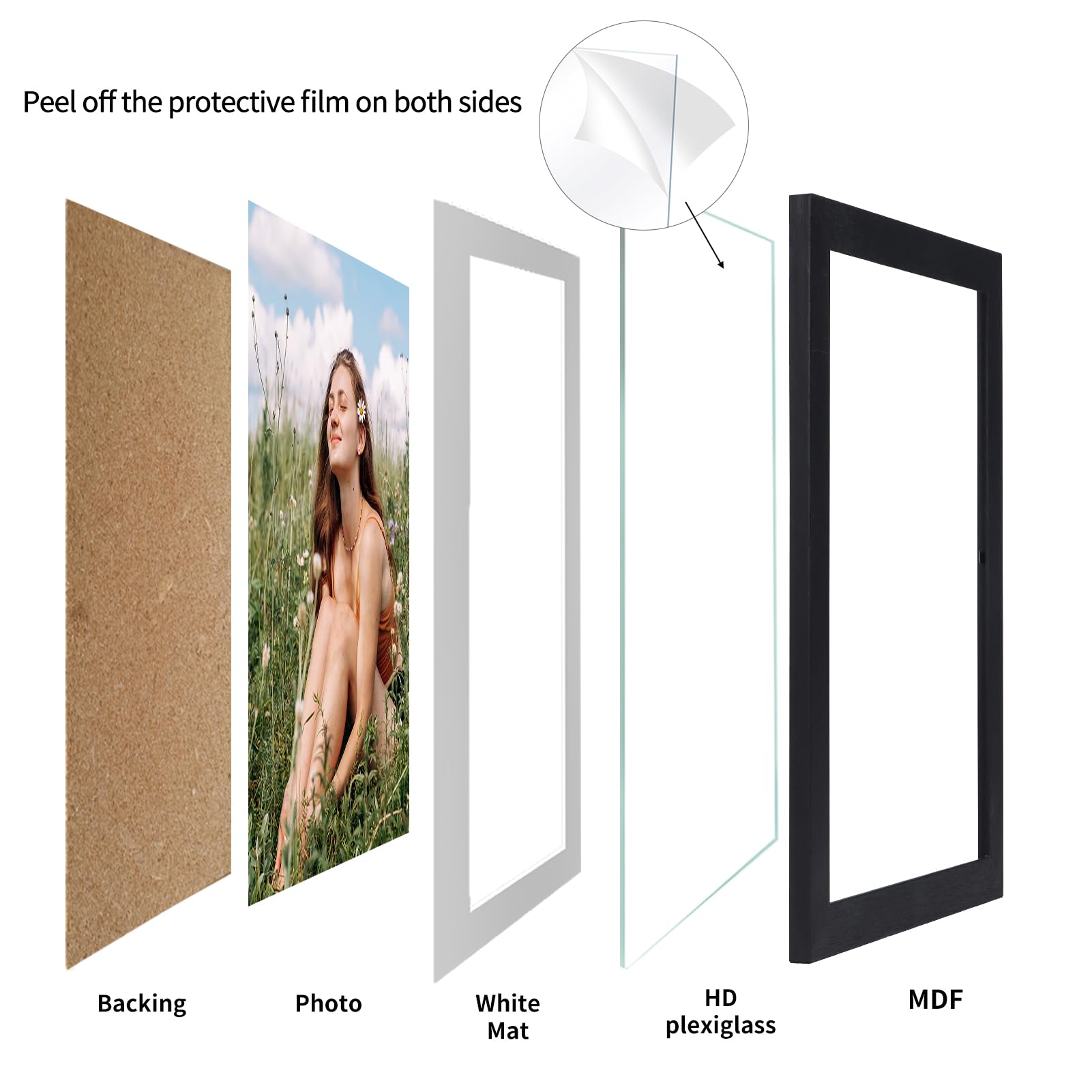 EYMPEU 8x10 Picture Frames with Mat Black Wood Set of 15, Display 8 by 10 Photos with Mat or 9x11 Photos without Mat, Multi Matted Frames Bulk for Wall, Table Top