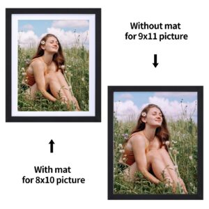 EYMPEU 8x10 Picture Frames with Mat Black Wood Set of 15, Display 8 by 10 Photos with Mat or 9x11 Photos without Mat, Multi Matted Frames Bulk for Wall, Table Top