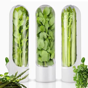 herb saver, herb keeper for refrigerator, cilantro containers for refrigerator, herb saver pod, fresh herb keeper for cilantro, parsley, asparagus, keeps vegetables for 2-3 weeks (3pcs herb saver)