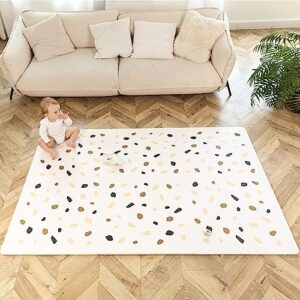 stylish baby play mat 72x48 inches - 6 xxl foam floor tiles for kids terazzo design - 20% thicker playmat for baby crawling, tummy time, playpen - non-toxic, odorless foam play mat for floor