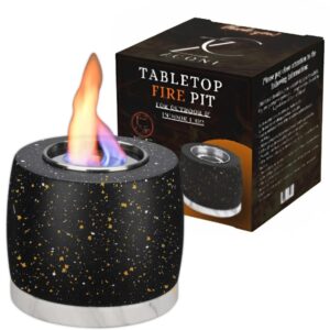 zconi tabletop fire pit portable, mini fire pit with extinguisher, bio ethanol fire pit, concrete table top firepit with golden sparkles, indoor fire bowl (concrete, black with sparkle)