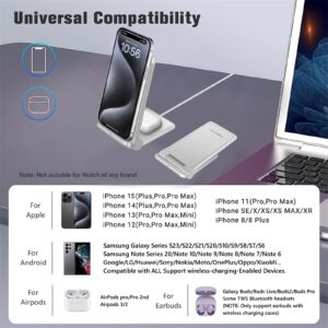 2 in 1 Wireless Charger,Foldable 20W Fast Wireless Charging Stand Compatible with iPhone 15/15 Pro/14/13/12/X/AirPods,Dual Phone induction charge station for Samsung,Pixel,Xperia,LG G8(No Plug)