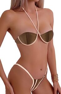 miketai sexy bikinis for women 2 piece bikini solid color bathing swimwear triangle bathing suit